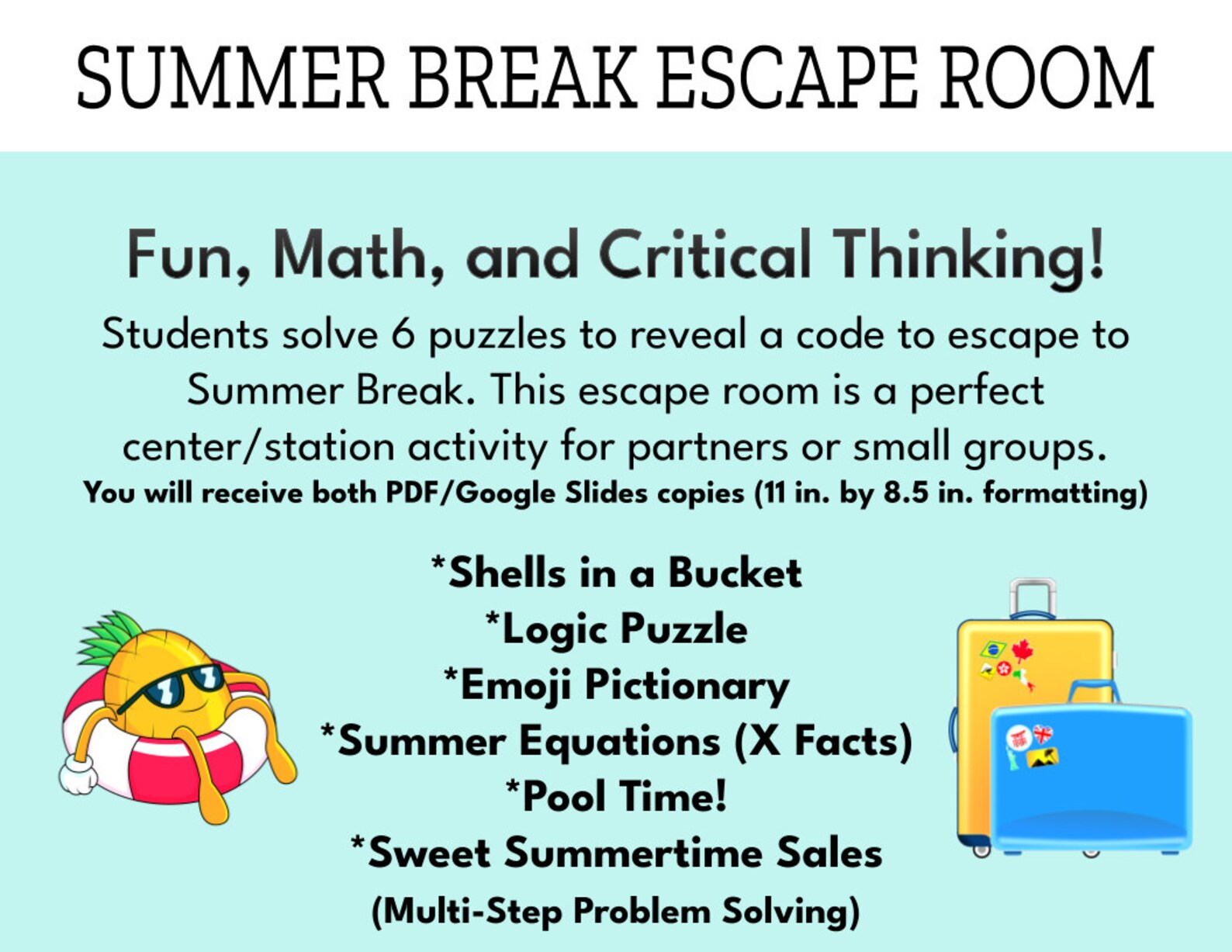 Summer Break Escape Room, Summer Escape Room, Last Day of School, End ...