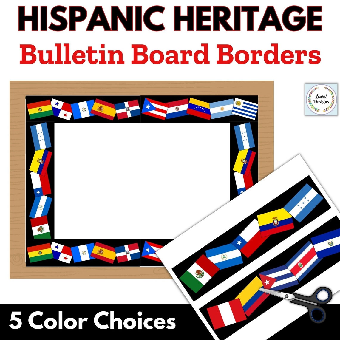 Hispanic Heritage Month Flag Bulletin Board Borders, Spanish Flag ...