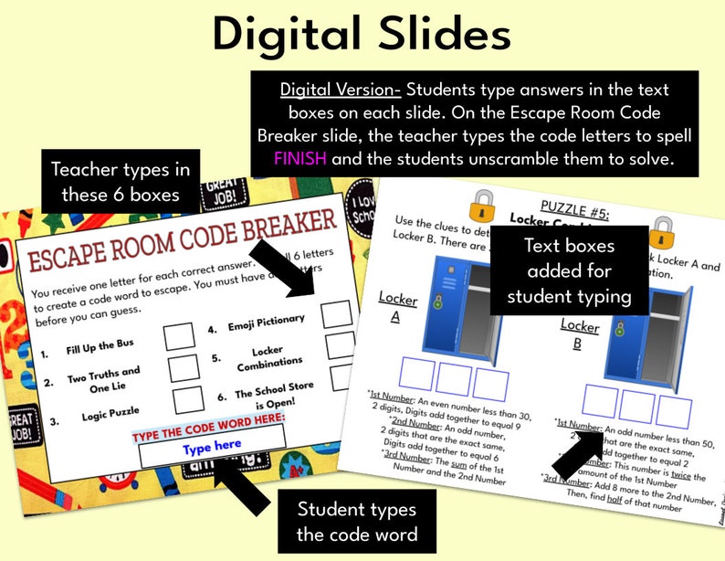 Back to School Escape Room Math Puzzles Logic Puzzles - Etsy