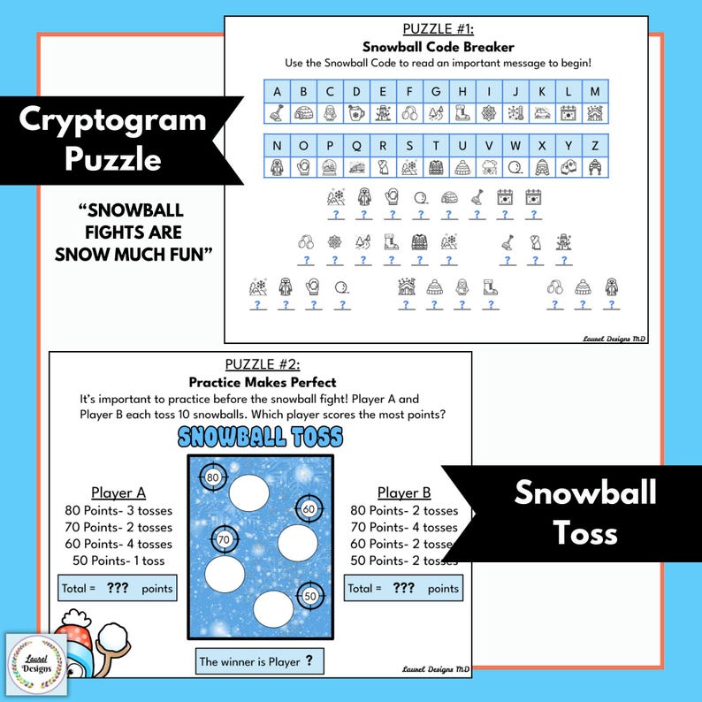 Snowball Fight Escape Room, Winter Escape Room, Winter Challenge, Snow ...