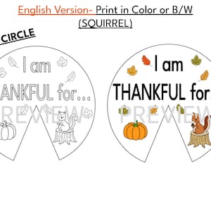 Thanksgiving Activity, Thankful Wheel, English and Spanish, I Am ...