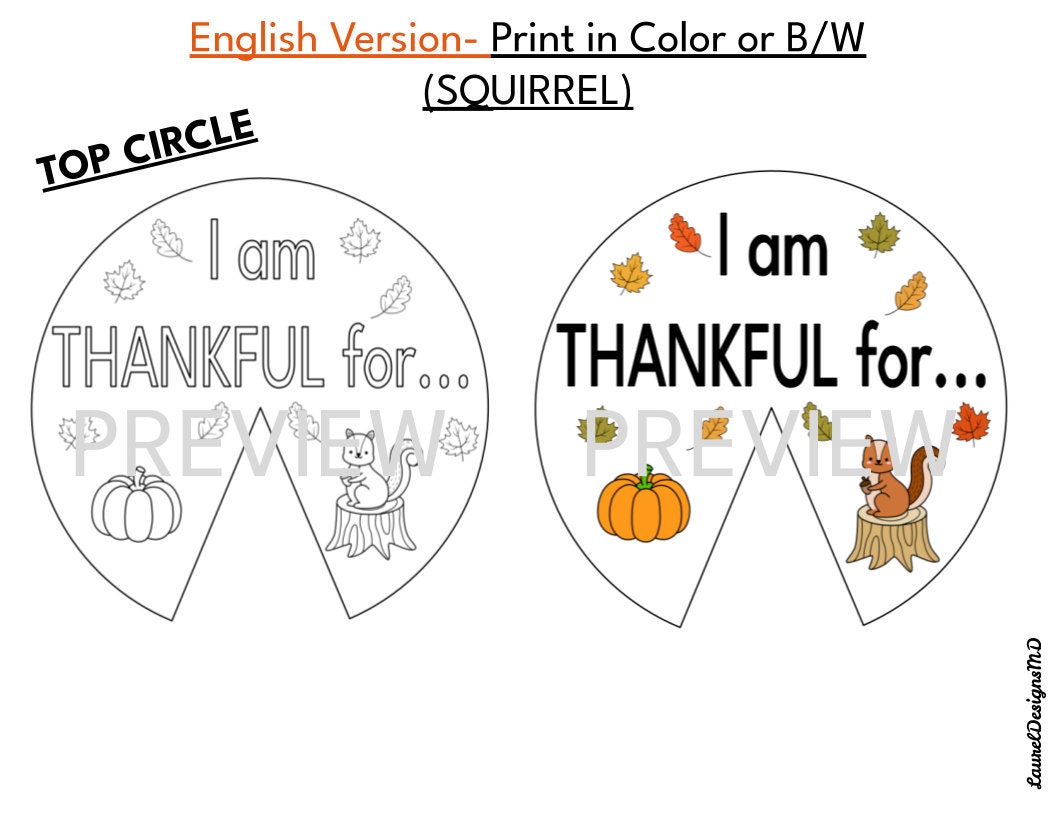 Thanksgiving Activity, Thankful Wheel, English and Spanish, I Am ...