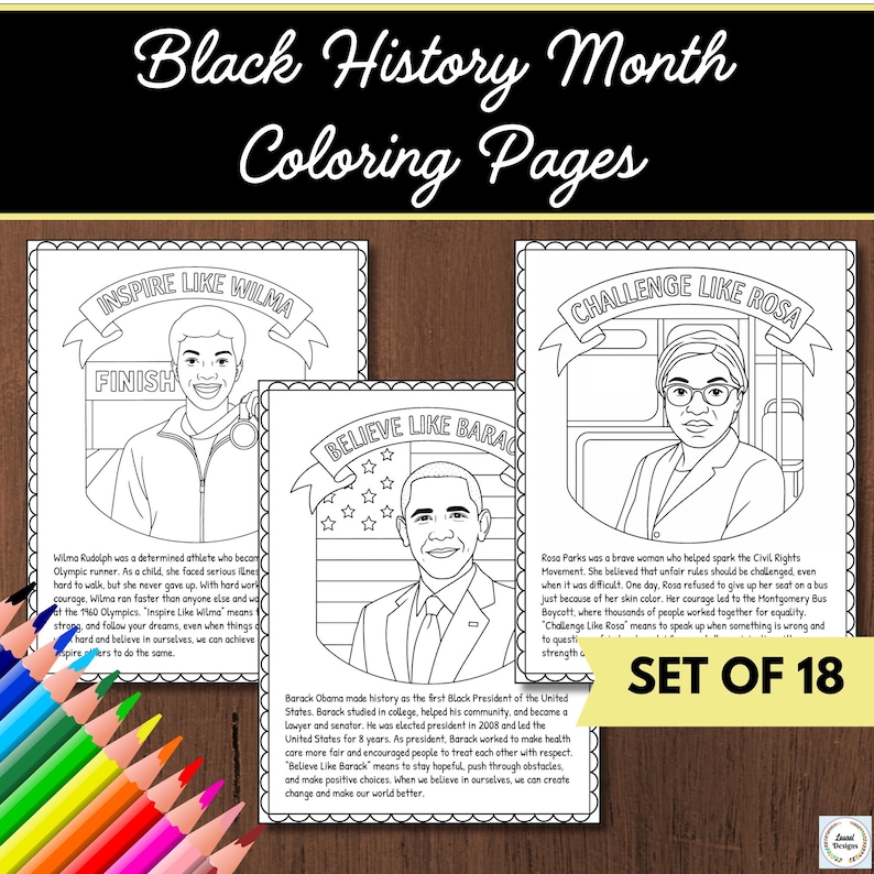 Black History Month Coloring Pages, Historical Figures Coloring Sheets ...