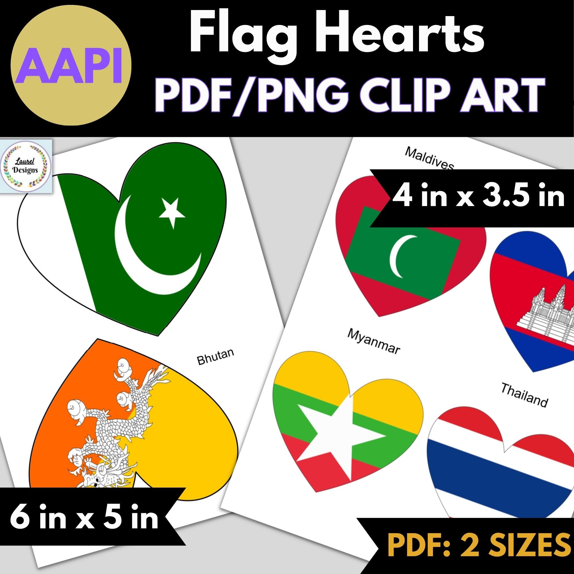 AAPI, Asian American & Pacific Islander Heritage Month Flag Hearts ...