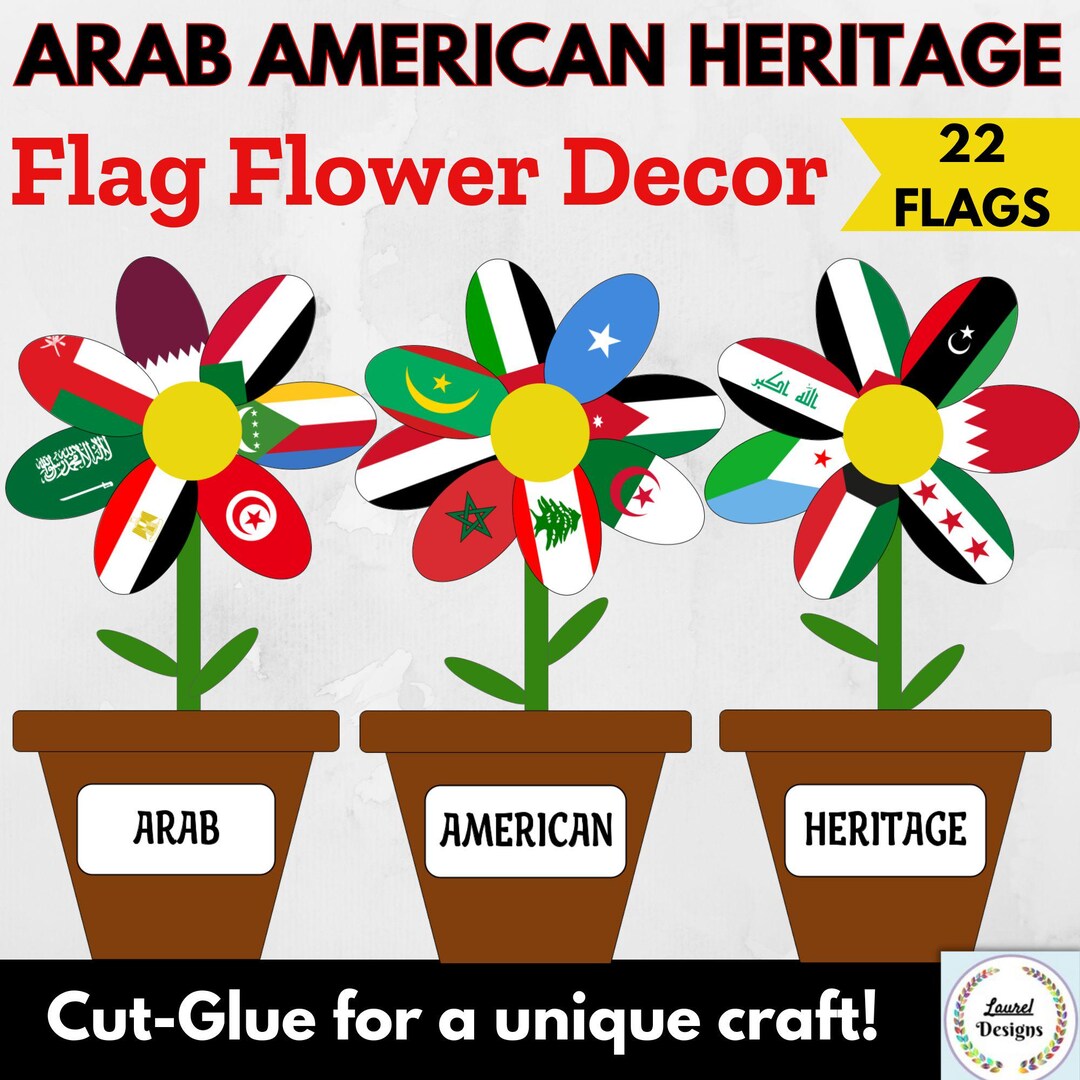 Arab American Heritage Month Flag Flowers, Bulletin Board, Door Decor ...