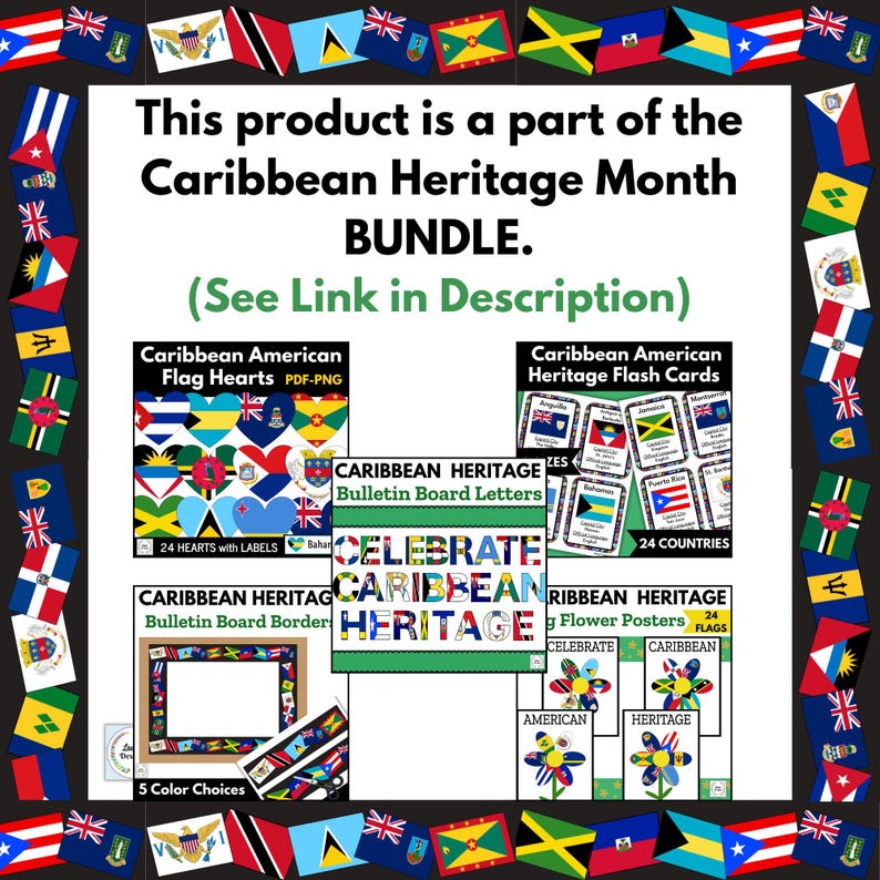 Printable Caribbean American Heritage Month Flag Flower Posters ...