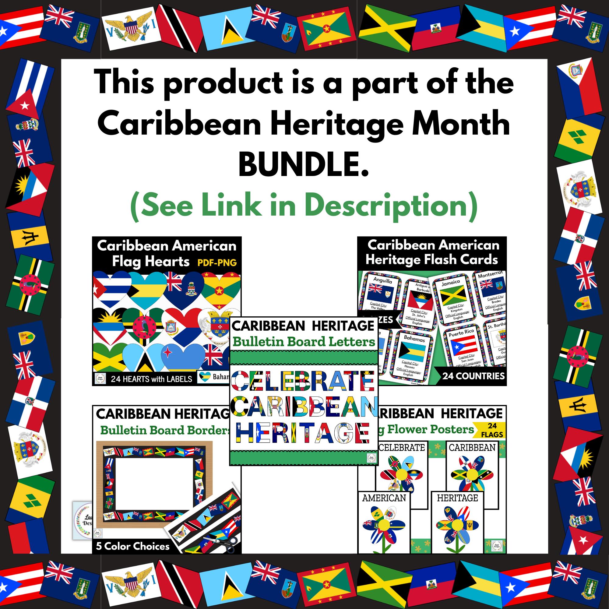 Printable Caribbean American Heritage Month Flag Flower Posters ...