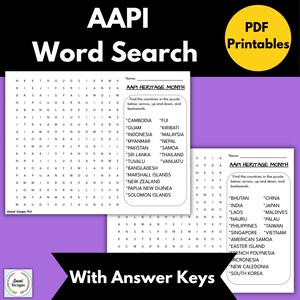 Printable AAPI Heritage Month Worksheets. Puzzles, Word Search, Word ...