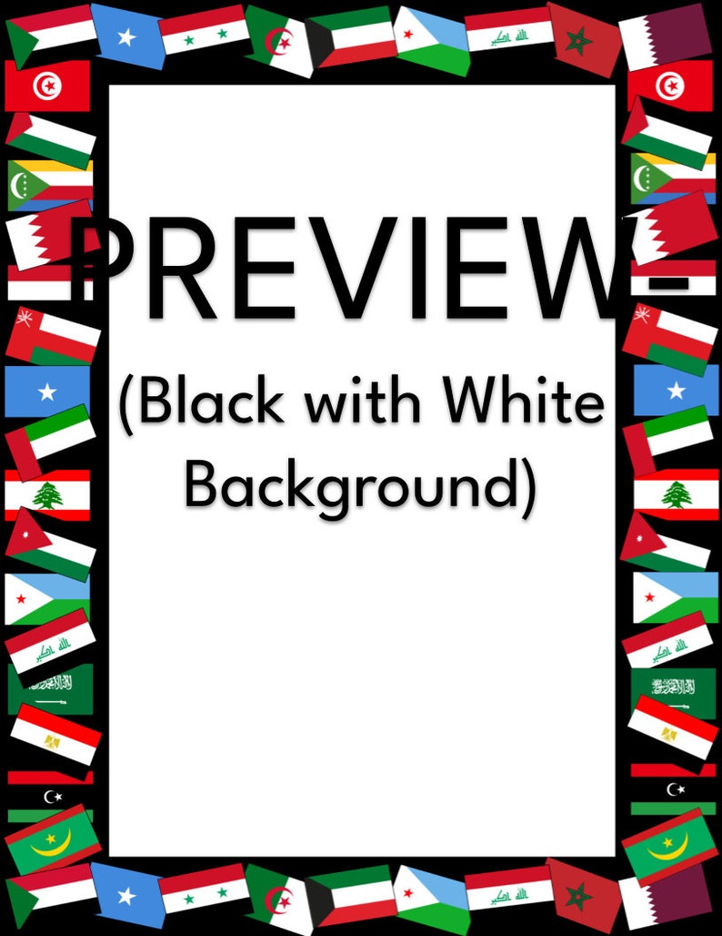 Arab Flags Page Borders-frames, Arab American Heritage Month Flags Page ...