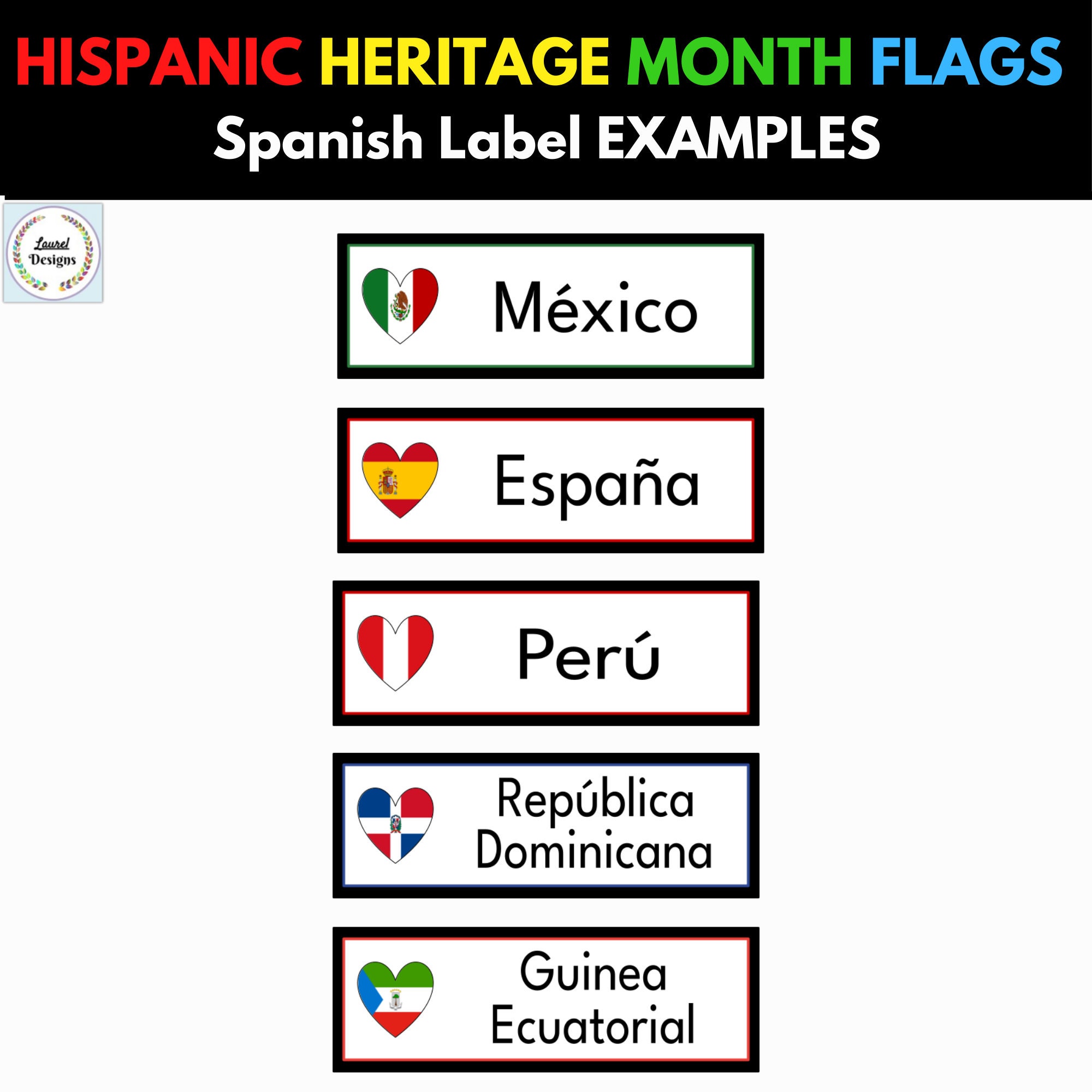 Hispanic Heritage Month Flag Hearts- Spanish Flag Hearts-set of 23 (PDF ...
