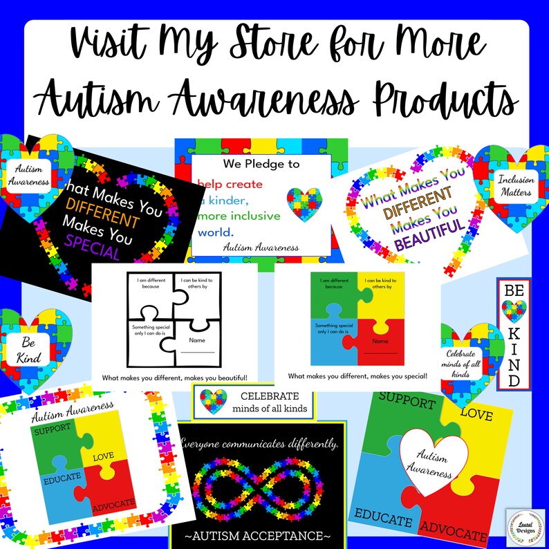 Autism Awareness Bunting Banner Letters, Puzzle Letters, Inclusion ...