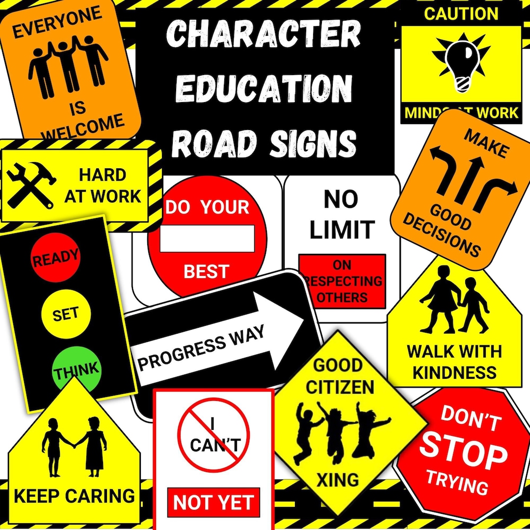 Printable Character Education Posters, Road Signs, Growth Mindset ...