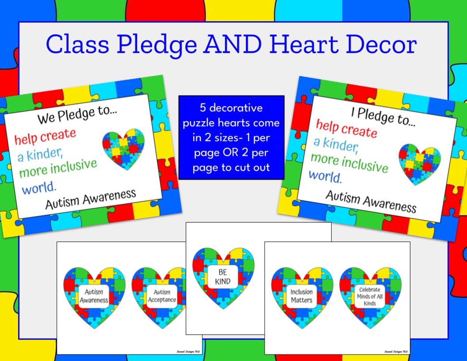 Autism Awareness Bulletin Board, Poster Set, Student Worksheet ...