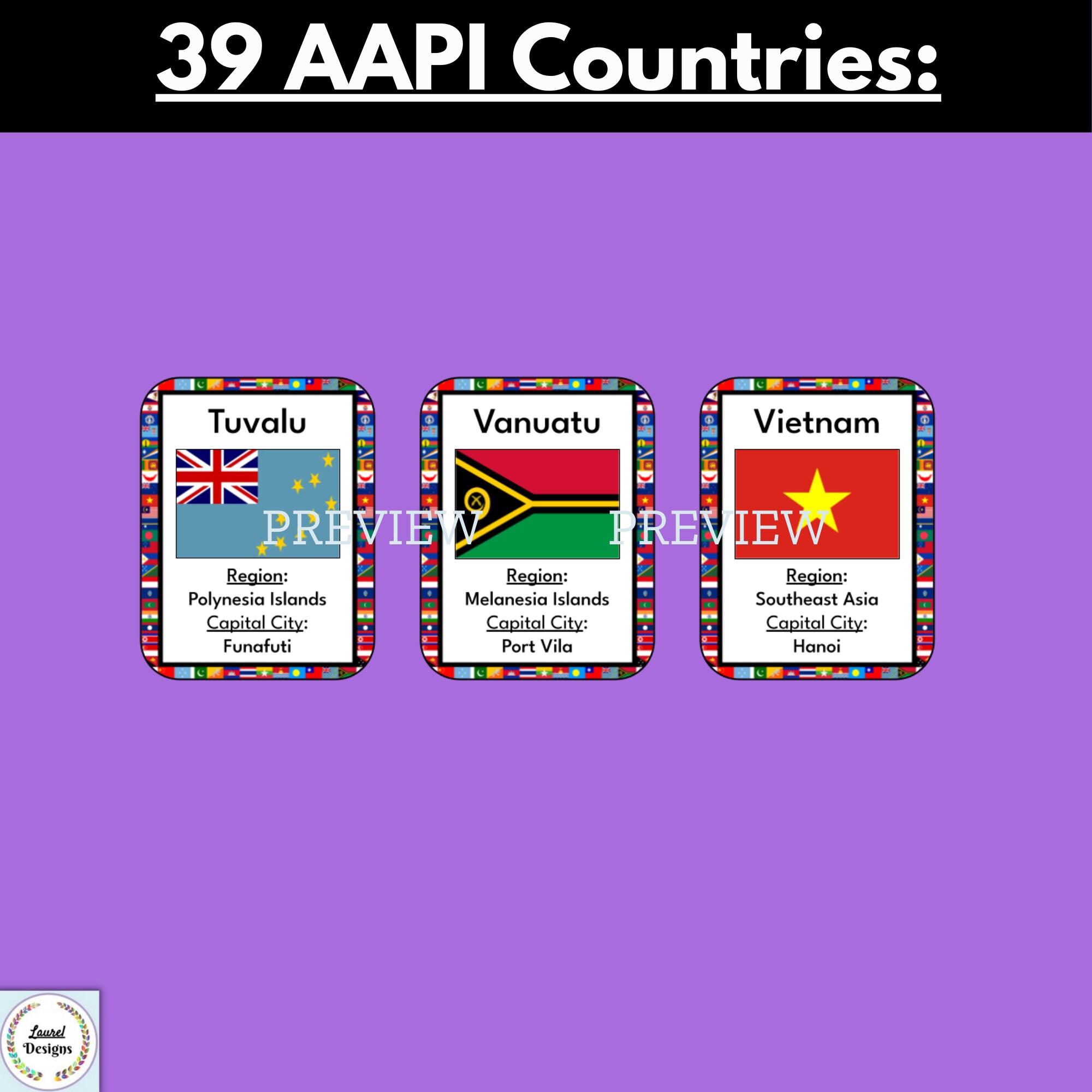 Printable AAPI Heritage Month Flash Cards, Asian American Pacific ...