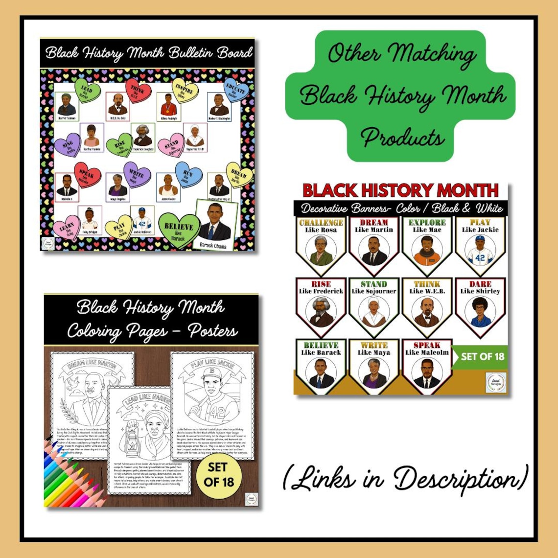 Black History Month Bulletin Board Kit, Black History Month Valentine's ...