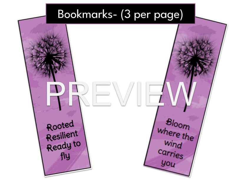 Dandelion/military Child Wall Art, Poster Set With Bookmarks Purple up ...