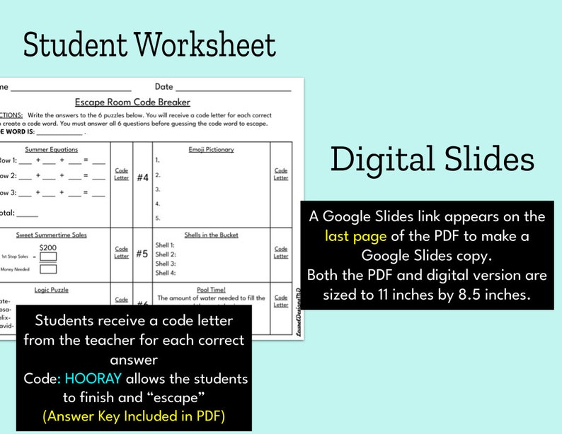 Summer Break Escape Room, Summer Escape Room, Last Day of School, End ...