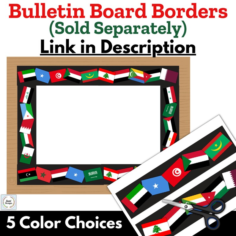 Arab American Heritage Month Flag Hearts Printables Set of 22, Bulletin ...