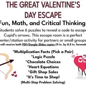 Valentine's Day Escape Room, Math Puzzles, Logic Puzzles DIGITAL ...