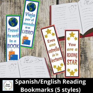 English/spanish/bilingual Reading Bookmarks- 5 Styles/ Ell/read Across ...