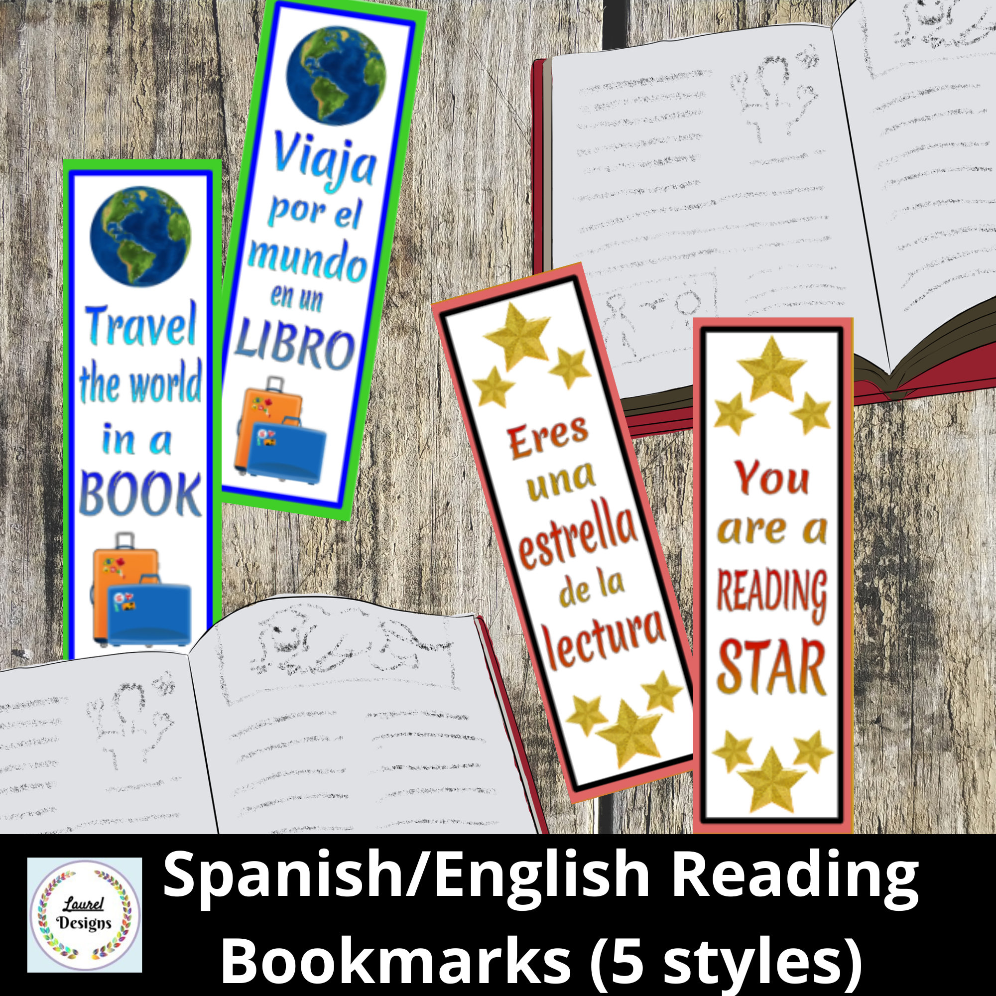 English/spanish/bilingual Reading Bookmarks- 5 Styles/ Ell/read Across ...