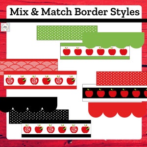 Printable Apple Bulletin Board Borders, Back to School Borders, Apple ...