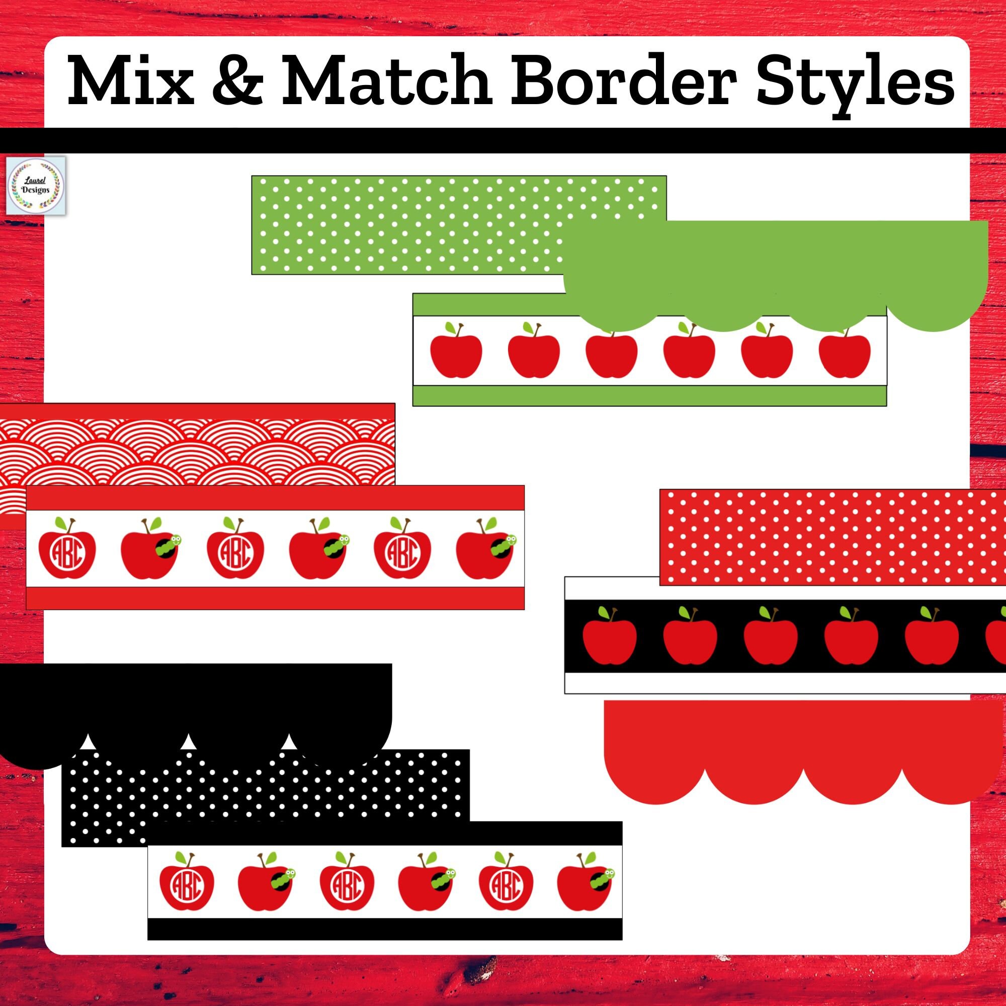 Printable Apple Bulletin Board Borders, Back to School Borders, Apple ...