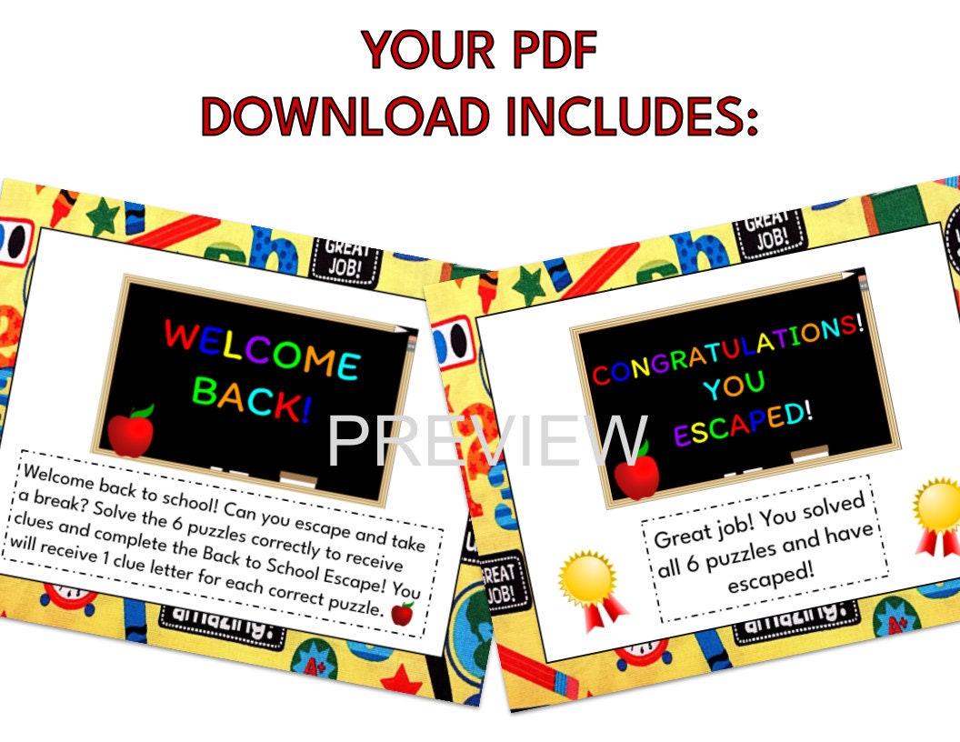 Back to School Escape Room Math Puzzles Logic Puzzles - Etsy