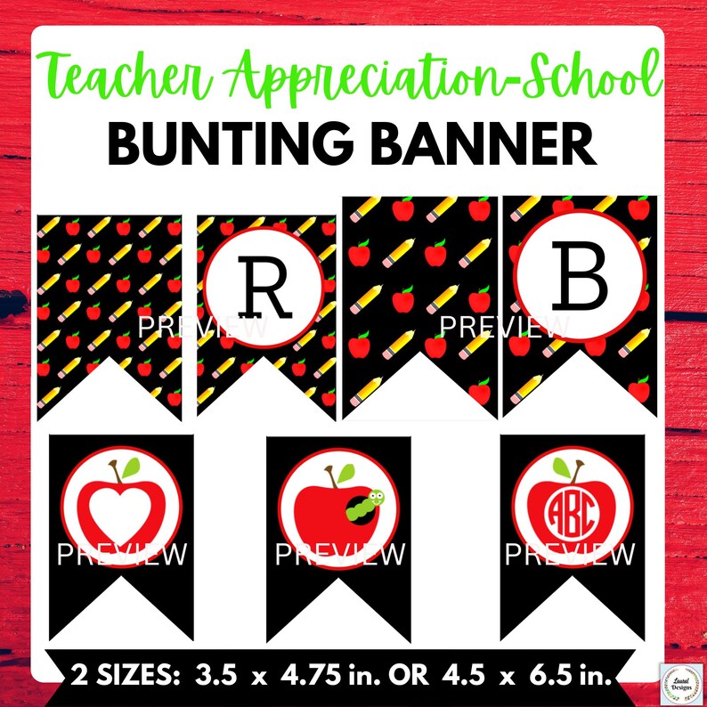 Back to School Bunting Banner, Teacher Appreciation Bunting Banner ...