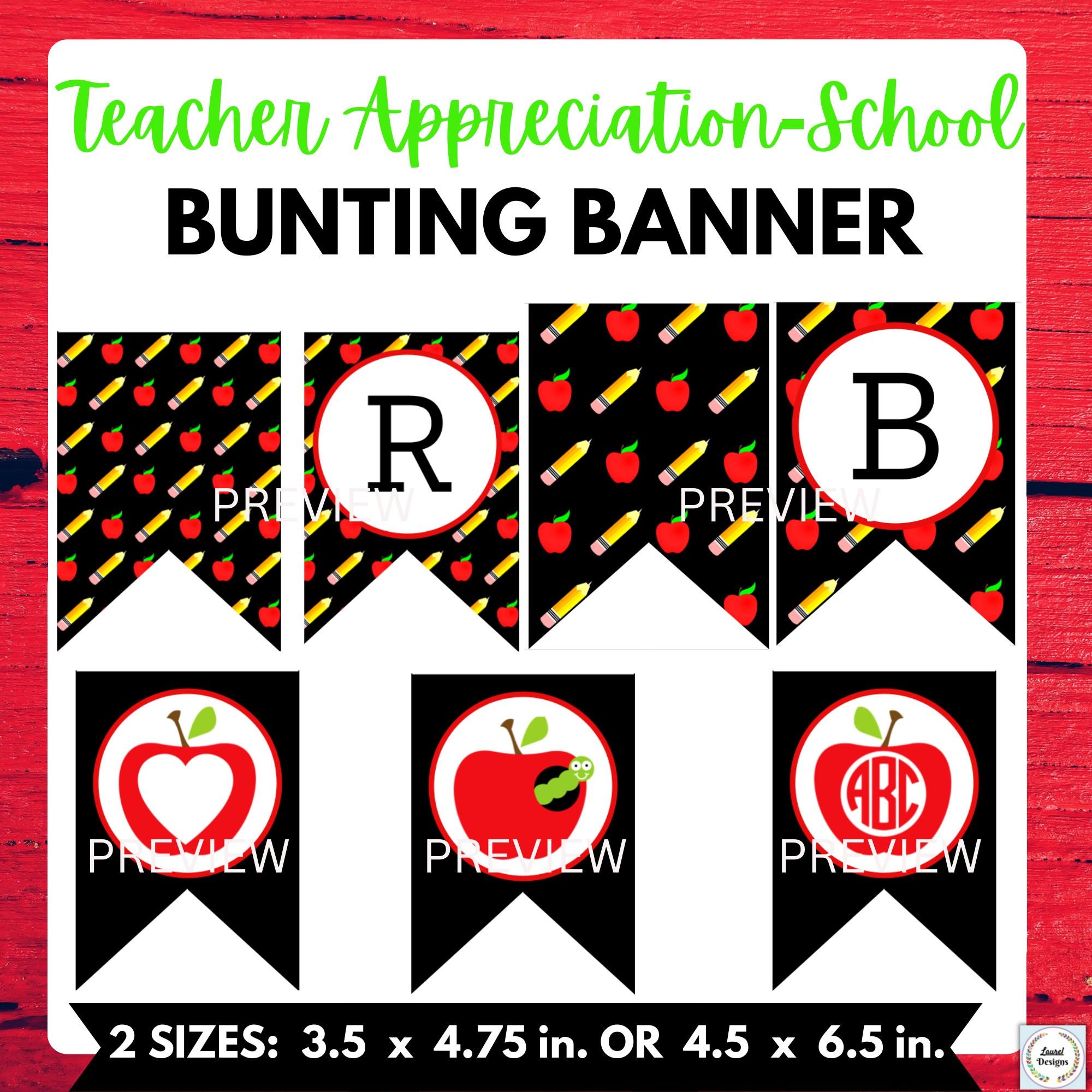 Back to School Bunting Banner, Teacher Appreciation Bunting Banner ...
