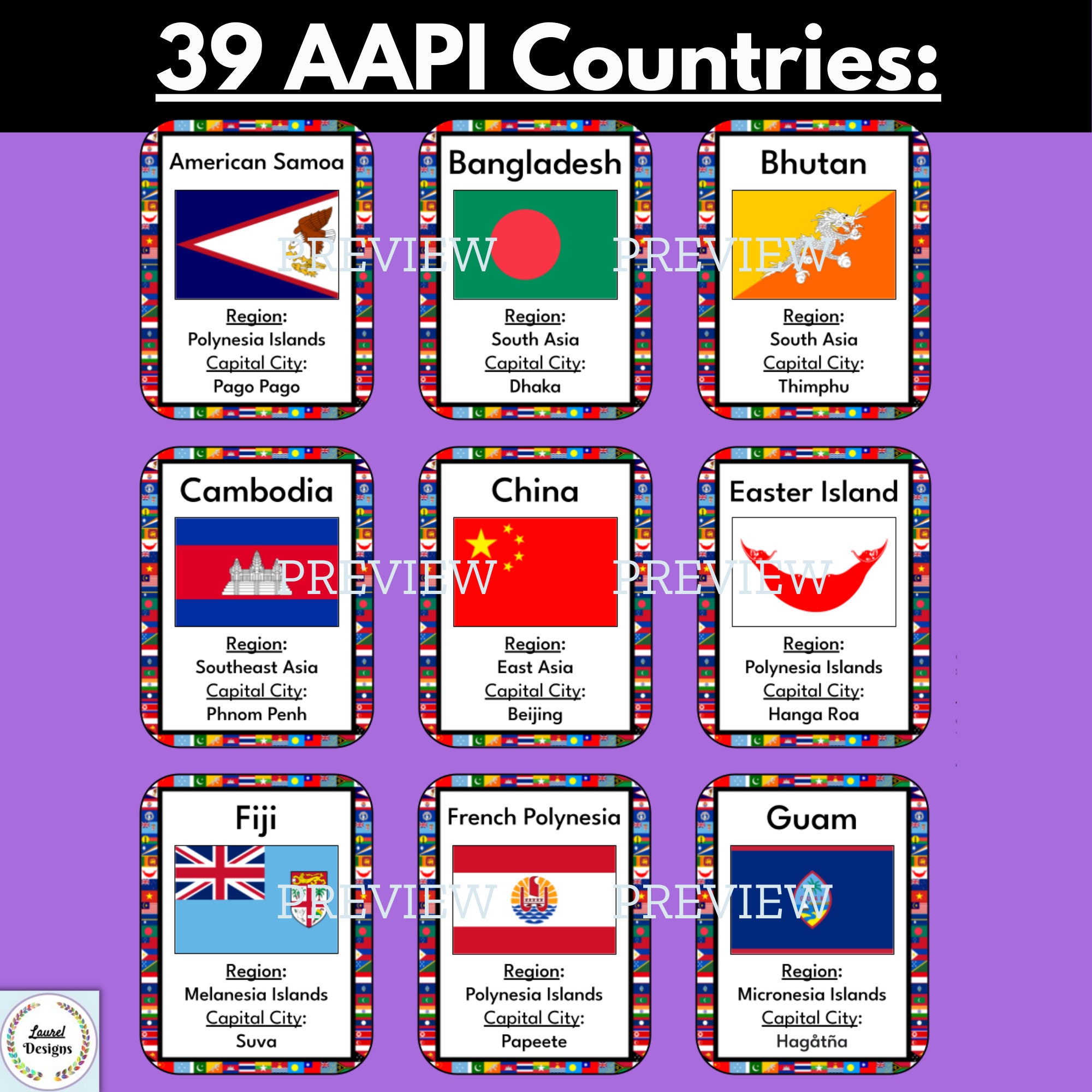 Printable AAPI Heritage Month Flash Cards, Asian American Pacific ...