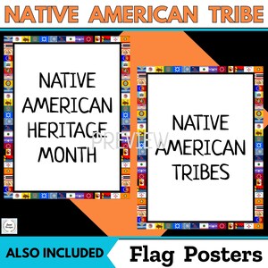Native American Heritage Month Tribe Posters, Tribe Flags, Bulletin ...