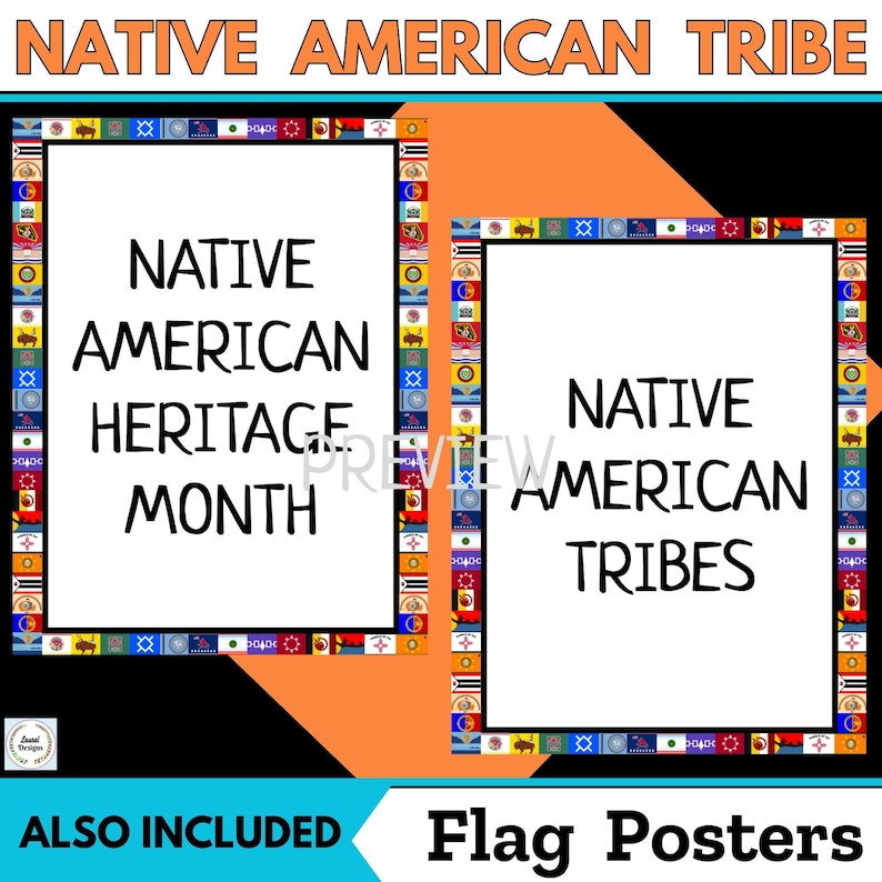 Native American Heritage Month Tribe Posters, Tribe Flags, Bulletin ...
