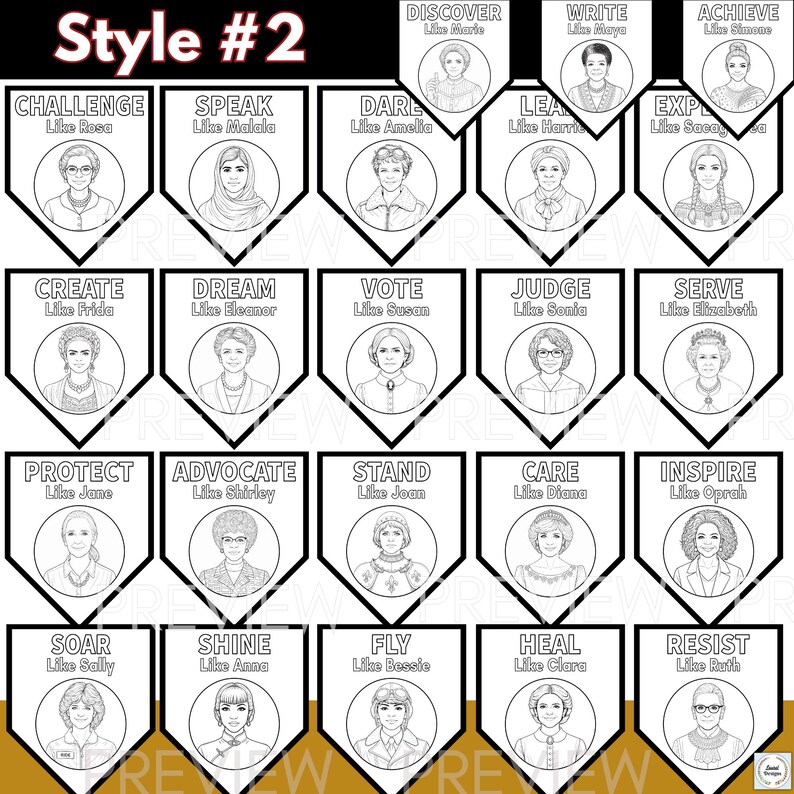 Women's History Month Banners, Women's History Month Pennants, Coloring ...
