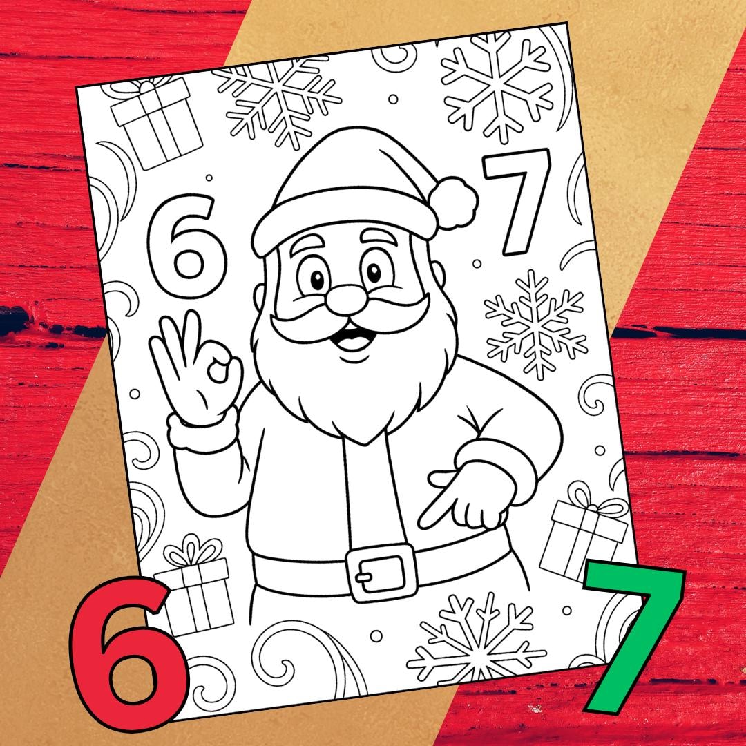 67 Christmas Coloring Page, 67 Santa, 67 Hands Coloring Page, Six Seven ...