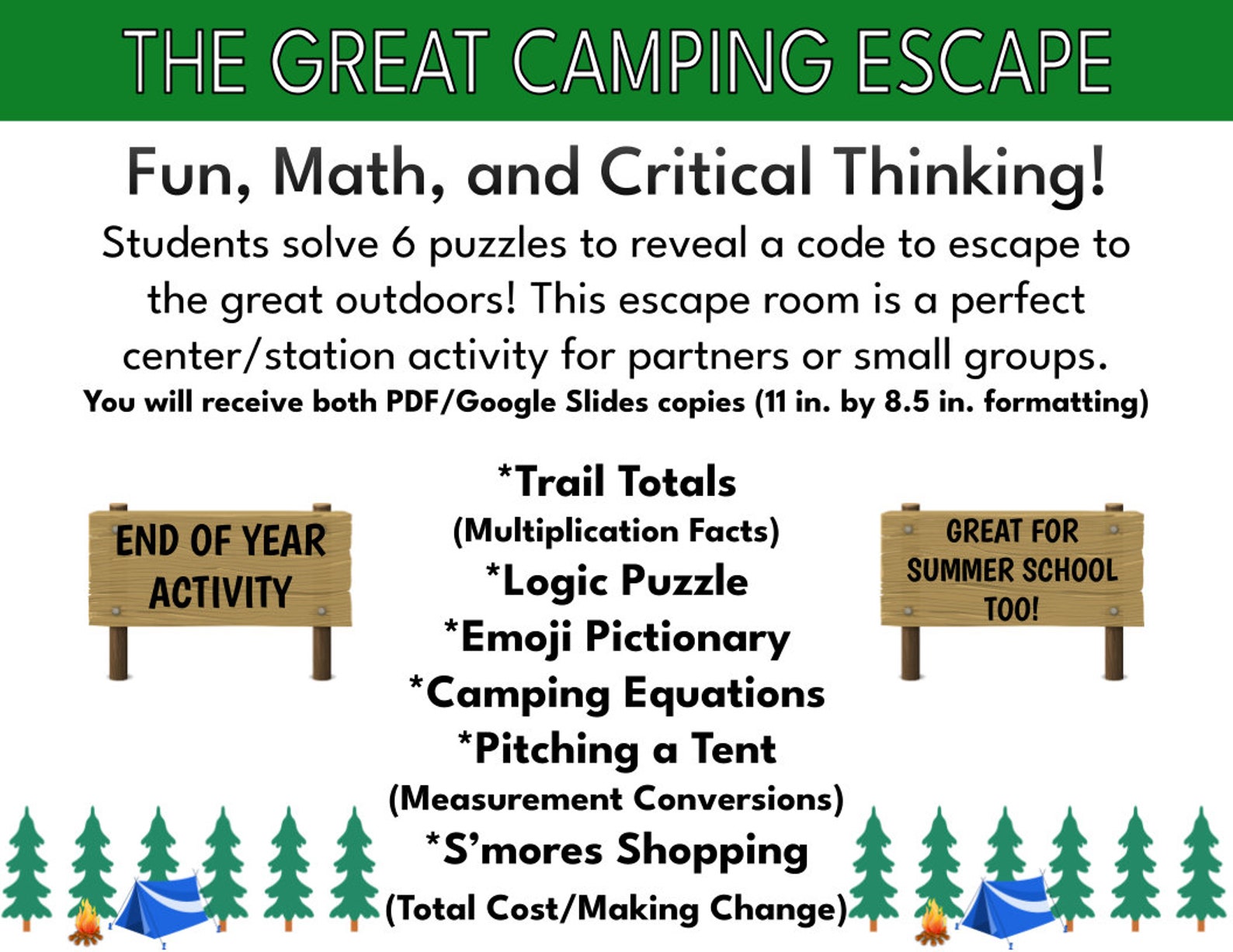 Camping Escape Room, Summer Escape Room, Summer School, Summer Camp ...