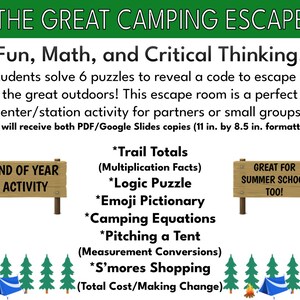 Camping Escape Room, Summer Escape Room, Summer School, Summer Camp ...