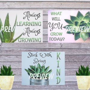 Succulent Classroom Posters, Back to School Posters, Growth Mindset ...