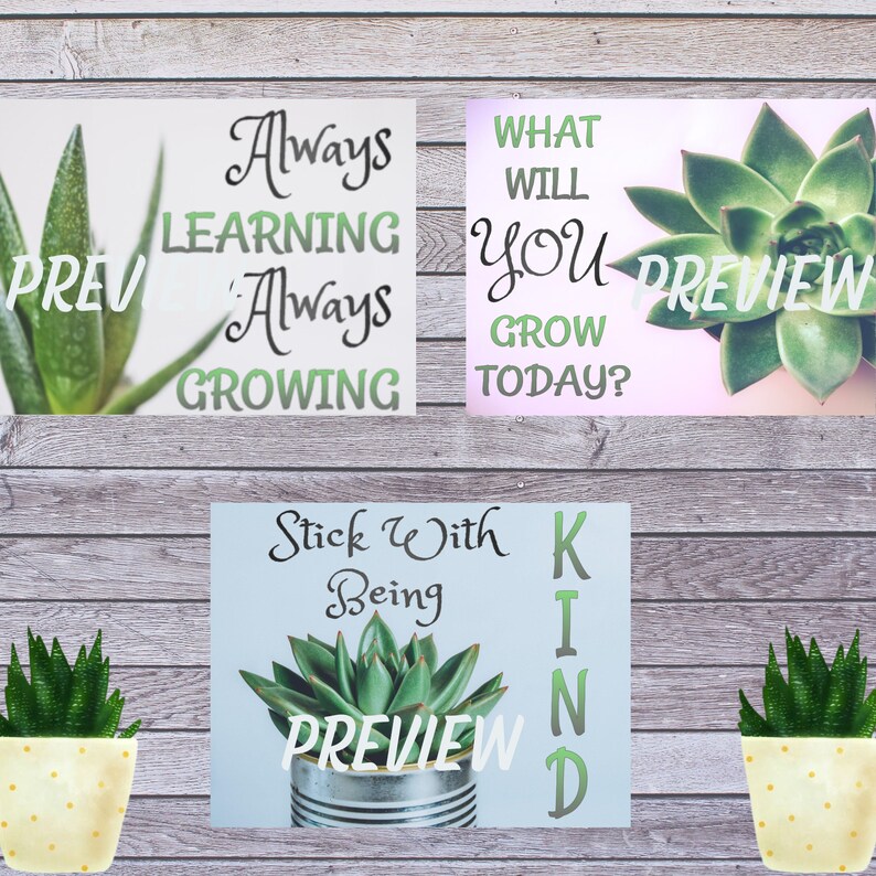 Succulent Classroom Posters, Back to School Posters, Growth Mindset ...