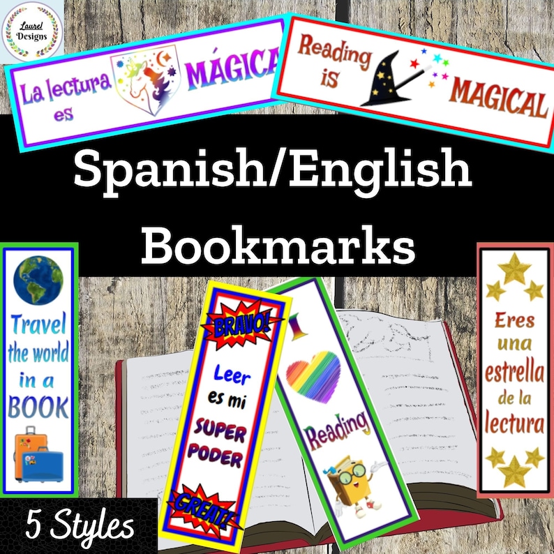 English/spanish/bilingual Reading Bookmarks- 5 Styles/ Ell/read Across ...