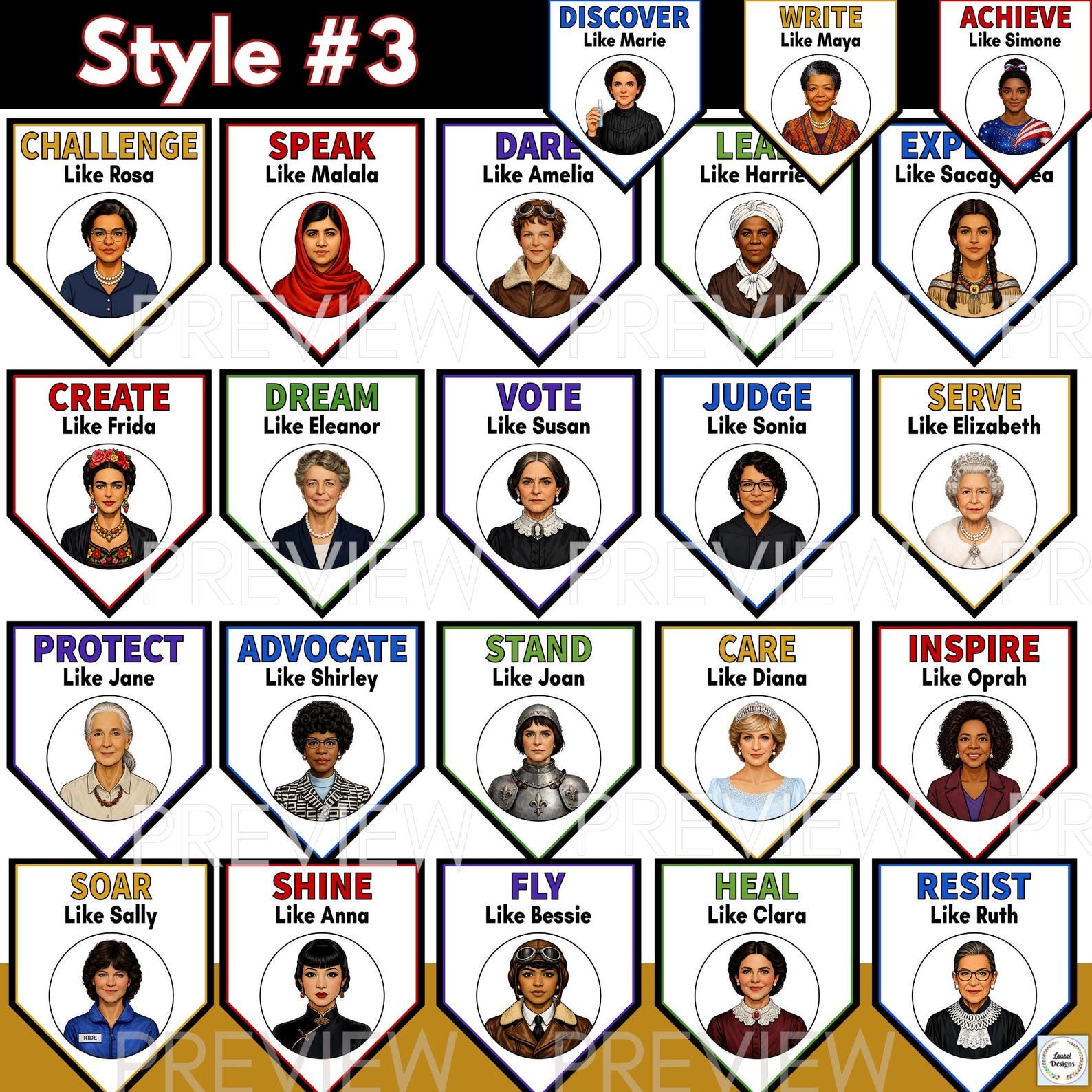 Women's History Month Banners, Women's History Month Pennants, Coloring ...