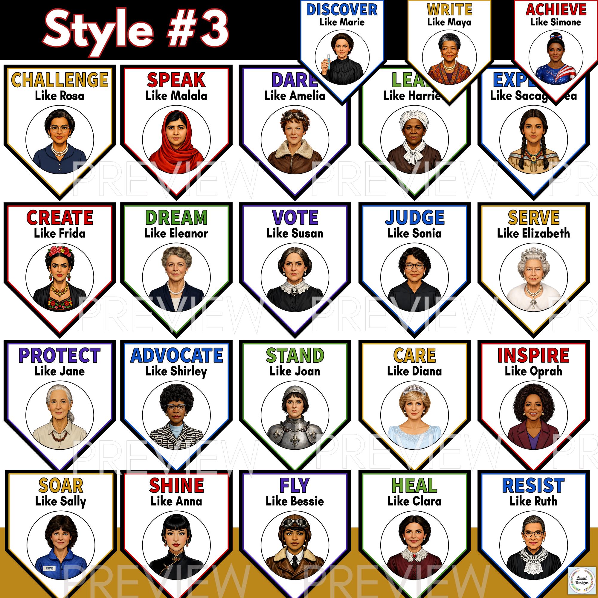 Women's History Month Banners, Women's History Month Pennants, Coloring ...