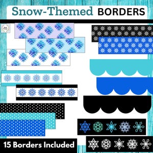 Printable Winter Bulletin Board Borders, Snowflake Borders, Snow ...