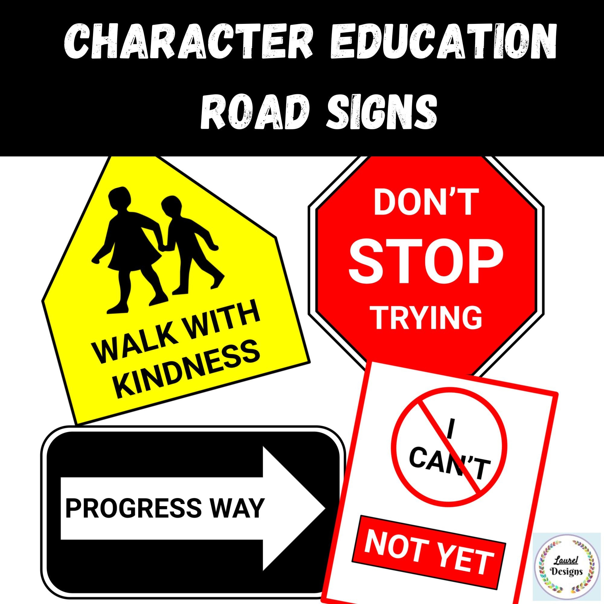 Printable Character Education Posters, Road Signs, Growth Mindset ...