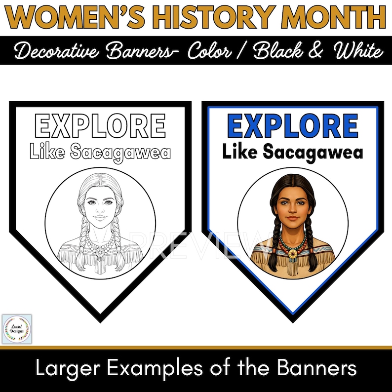 Women's History Month Banners, Women's History Month Pennants, Coloring ...