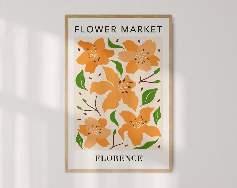 Set of 3 Flower Market Posters, New York Print, Georgia Poster ...