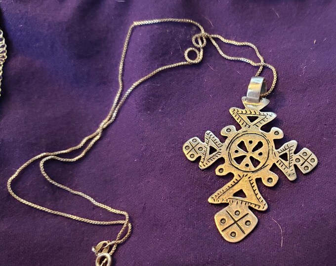 Unusual Handmade Cutwork Sterling Cross Pendant With Chain Signed Woods ...