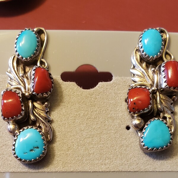 Native American Coral Earrings - Etsy
