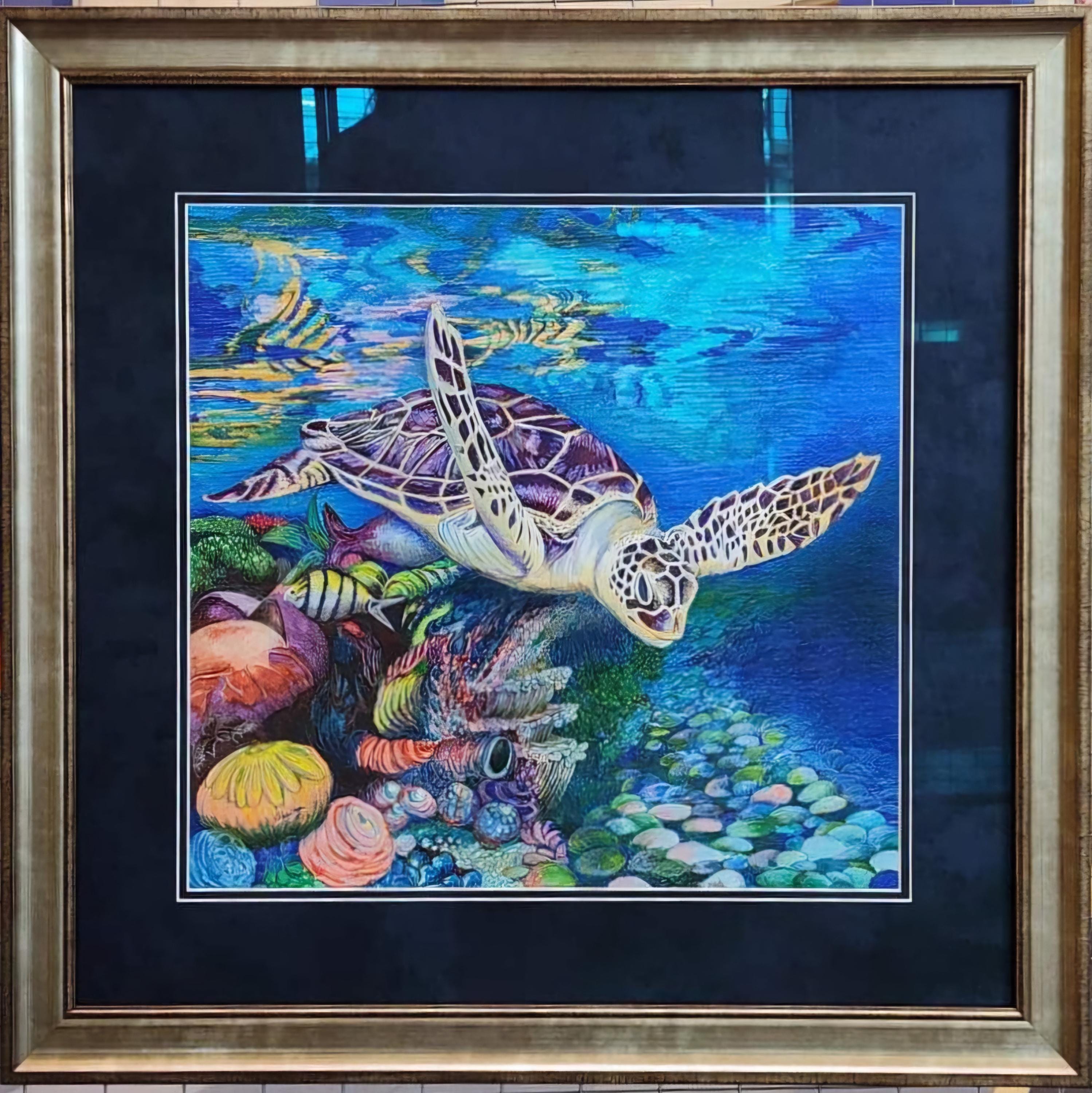 Hawksbill Sea Turtle. Original Signed Ink Drawing, Giclée Fine Art ...