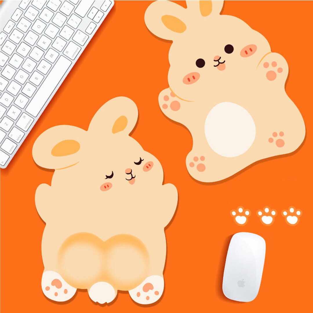 Kawaii Bunny Mouse Pad3 Styles, Shaped Handmade Mouse Pad, Animal Desk ...
